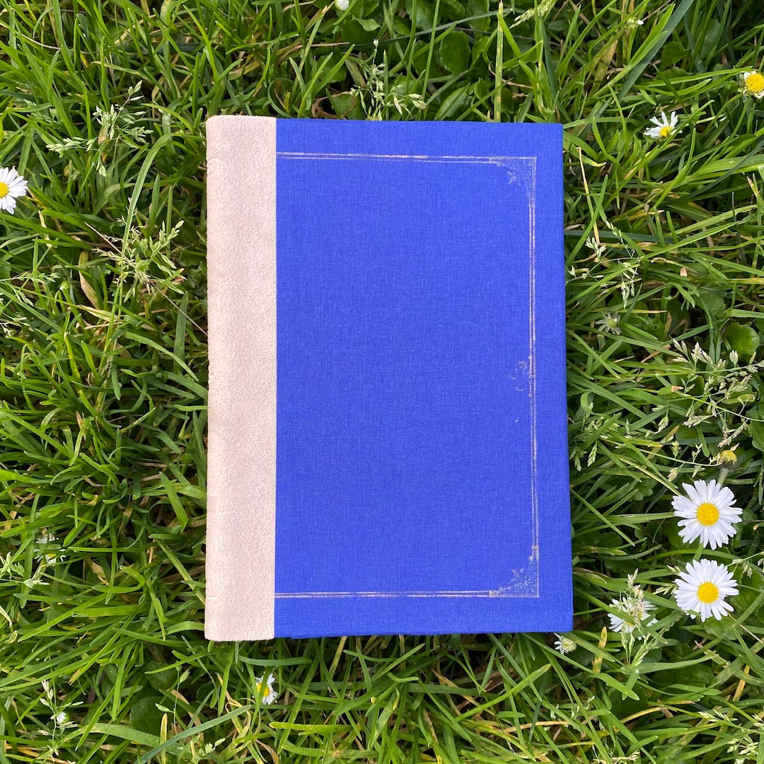 Blue and Gold Book Cover - THICK - Leather and Book Cloth Embossed ...