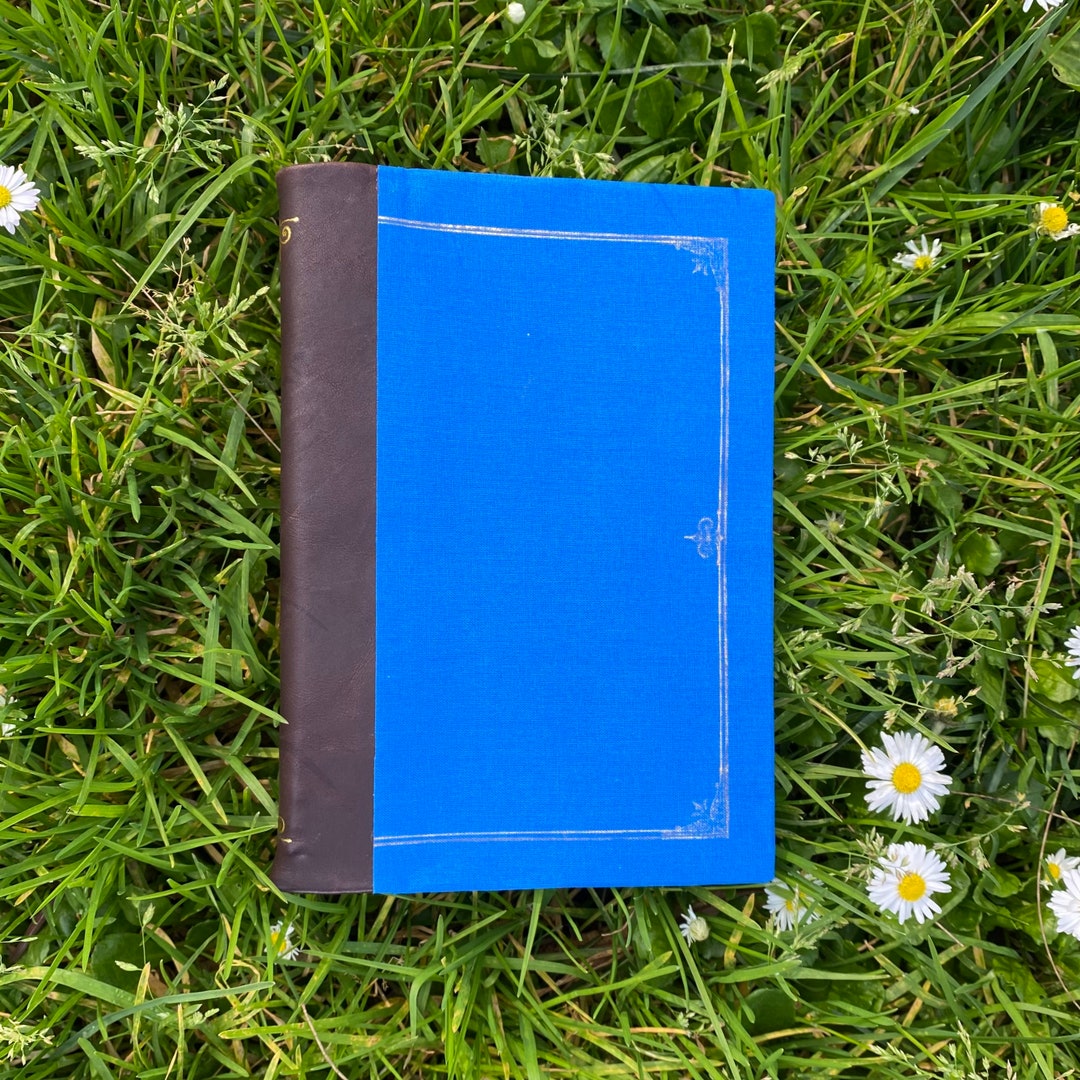 Blue and Gold Book Cover - THICK - Leather and Book Cloth Embossed ...