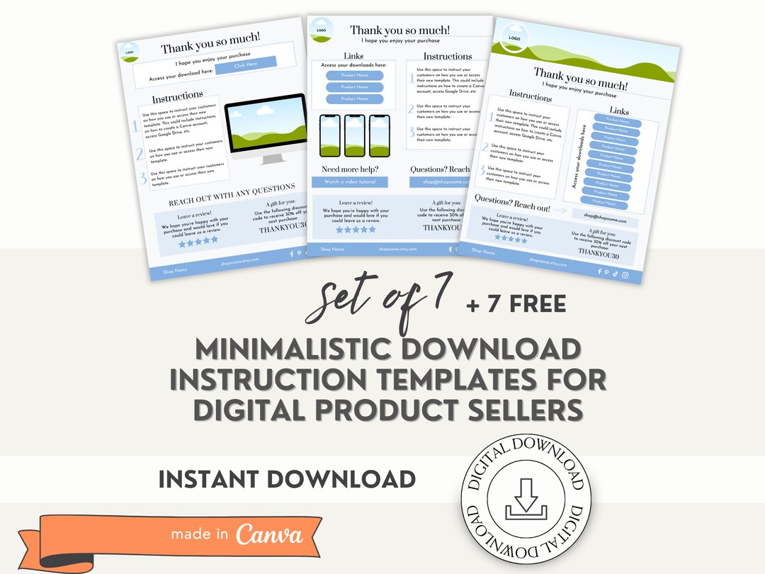 Modern Digital Download Instructions Template Bundle for Digital ...