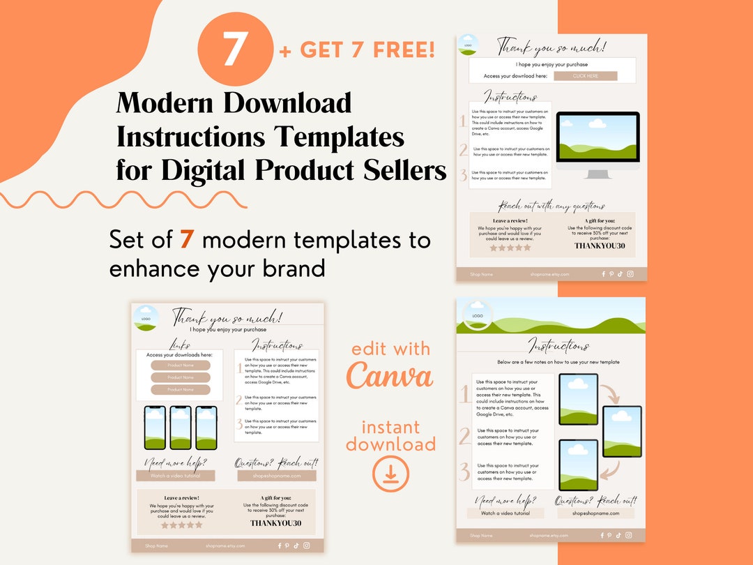 Modern Digital Download Instructions Template Bundle for Digital ...
