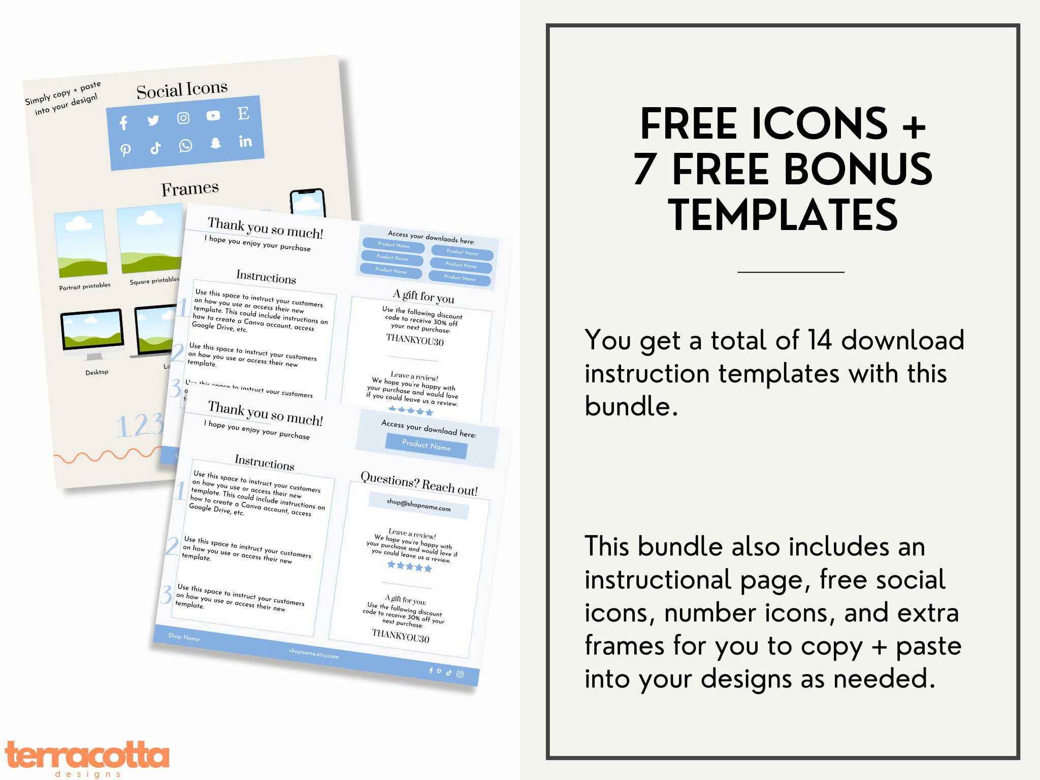 Modern Digital Download Instructions Template Bundle for Digital ...