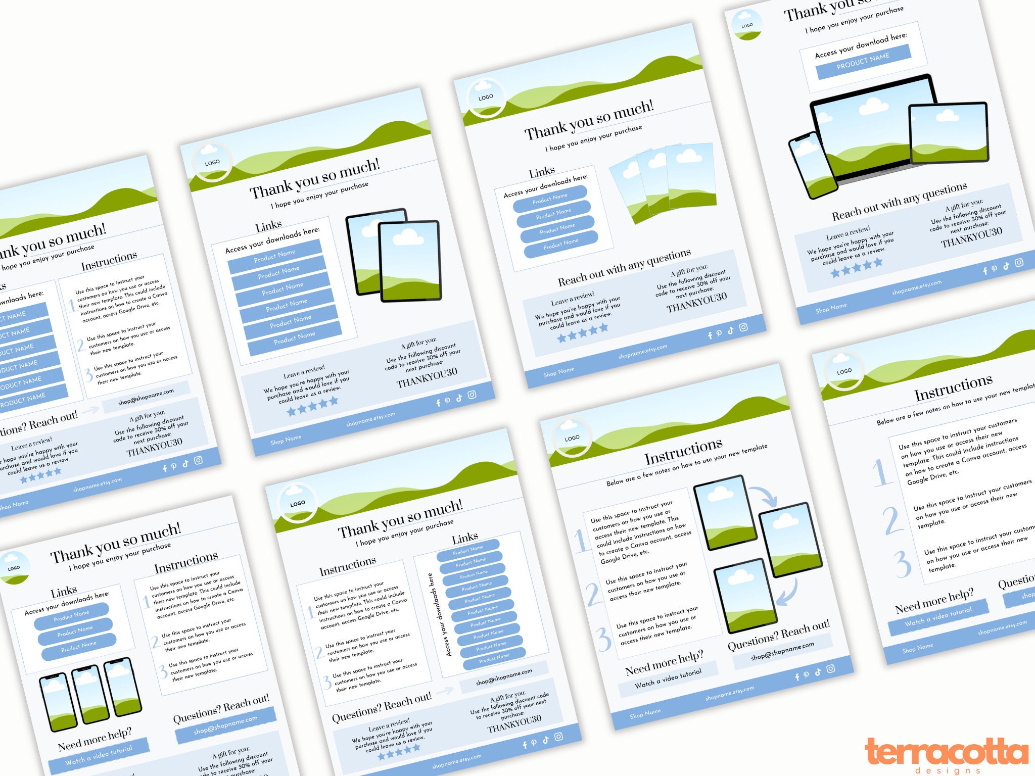 Modern Digital Download Instructions Template Bundle for Digital ...