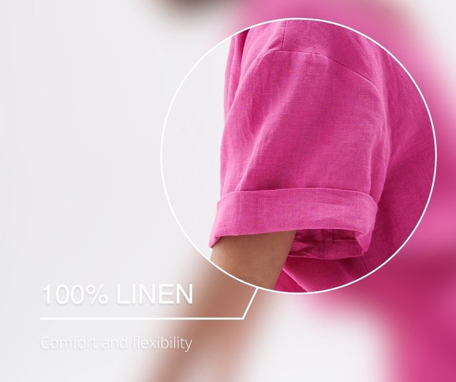 Women's Summer Vintage Linen Shirt: Elegant Handmade Button-up Blouse ...