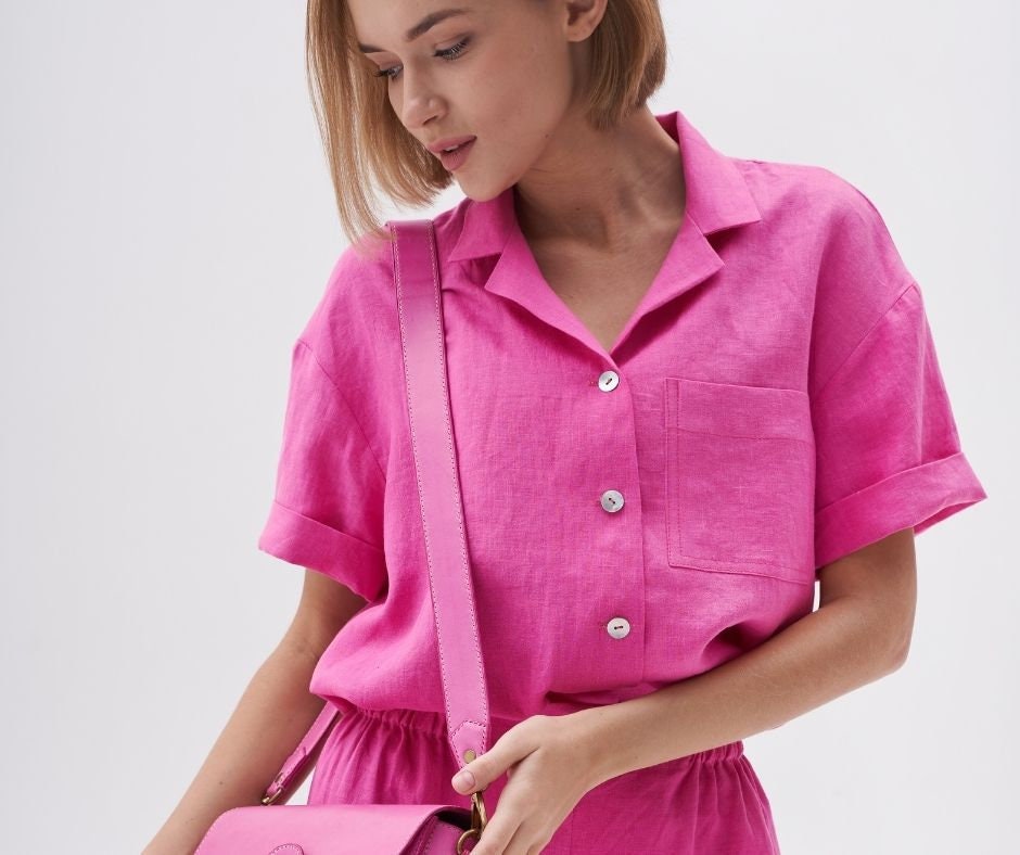 Women's Summer Vintage Linen Shirt: Elegant Handmade Button-up Blouse ...