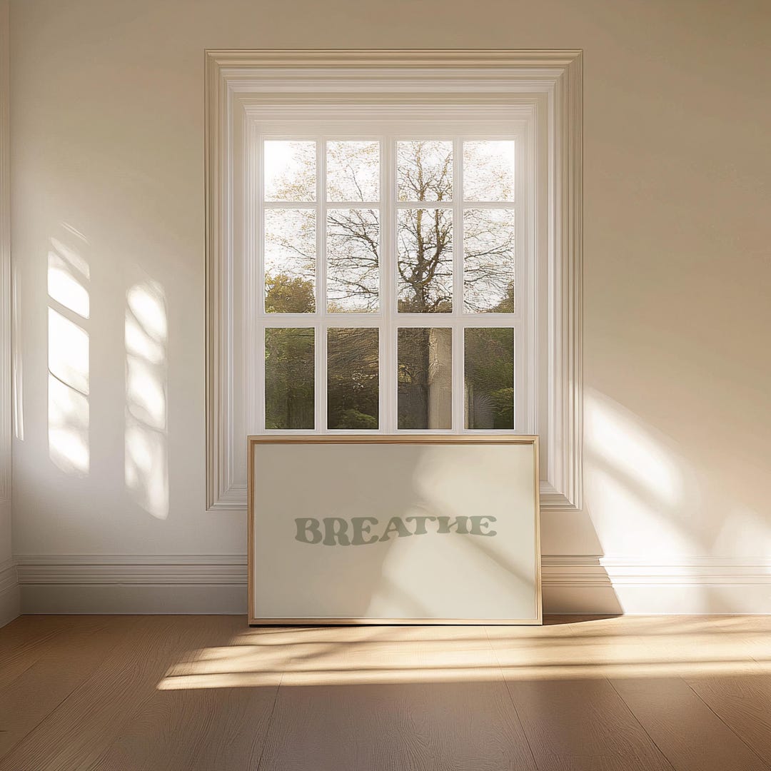 Breathe Wooden Framed Poster, Typography Print, Modern Wall Decor - Etsy
