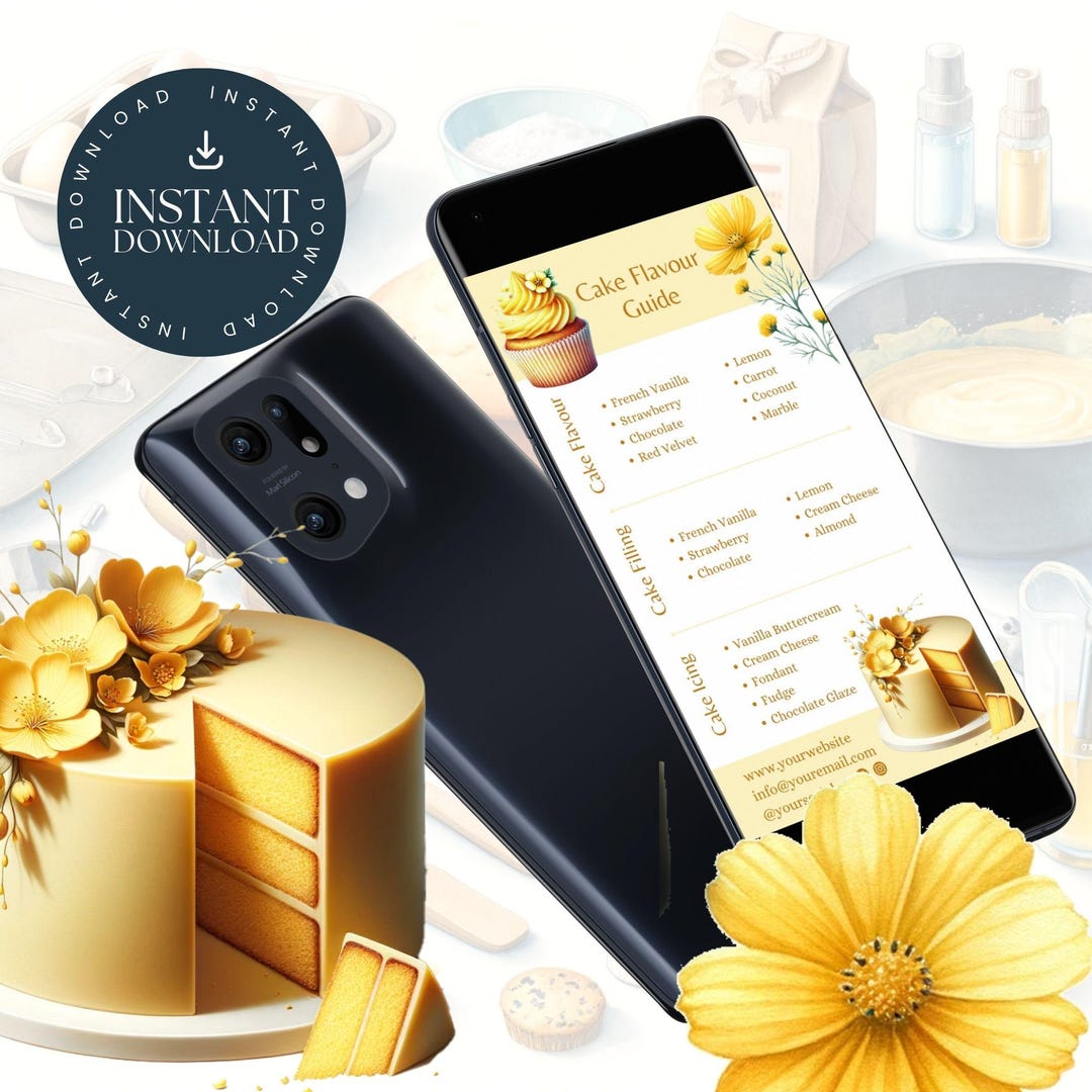 Cake Flavor Guide | Editable Cake Menu | Textable Digital Download ...