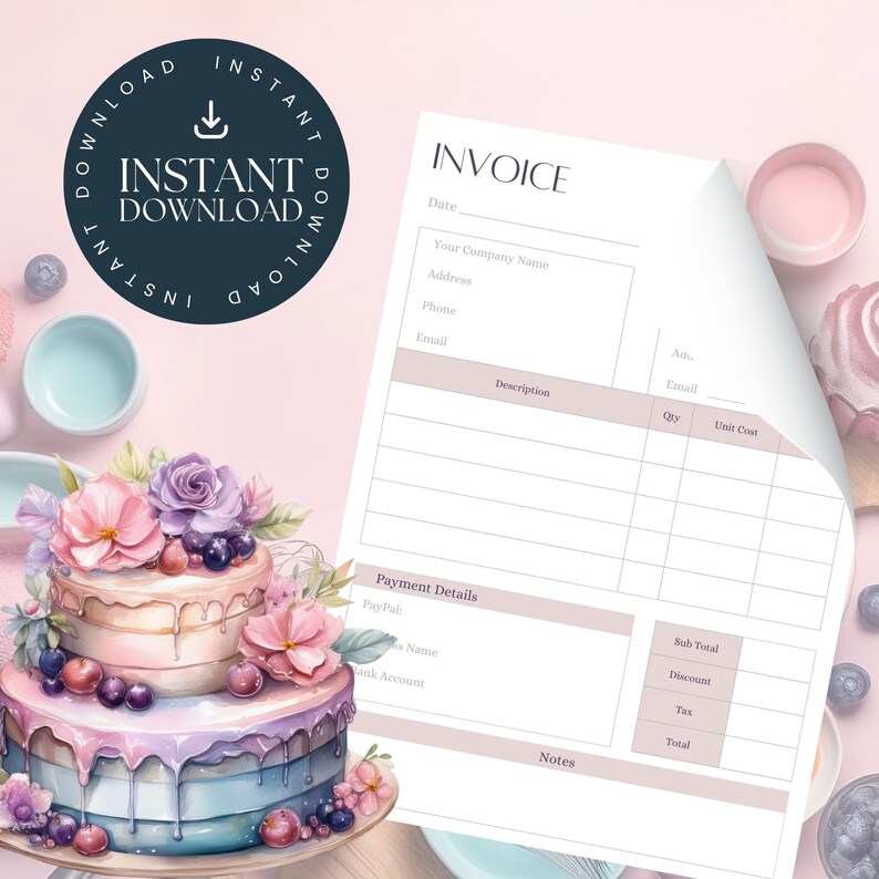 Cake Maker's Invoice Template | Bakery Billing Document | Digital ...