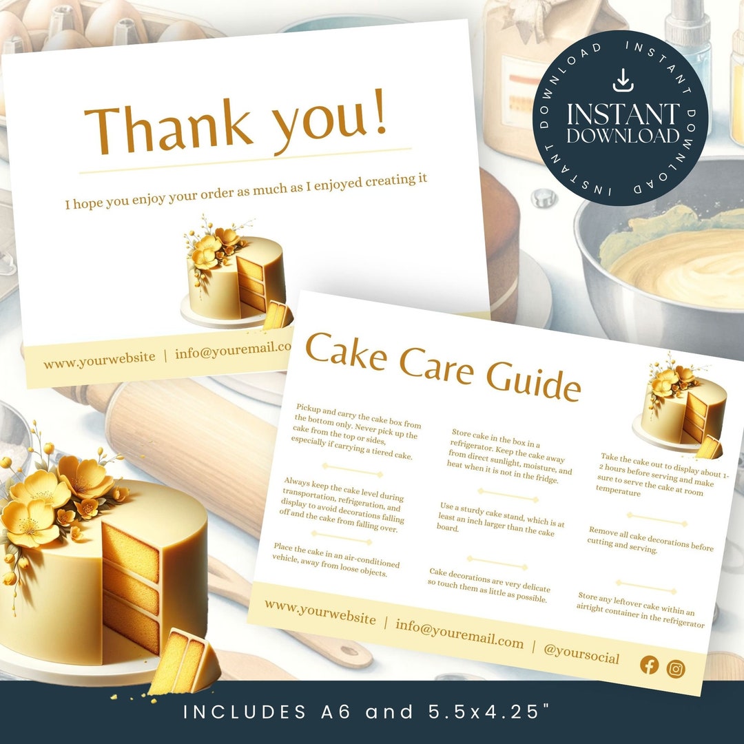 Cake Care Guide for Home Bakeries | Editable Canva Template | Cake ...