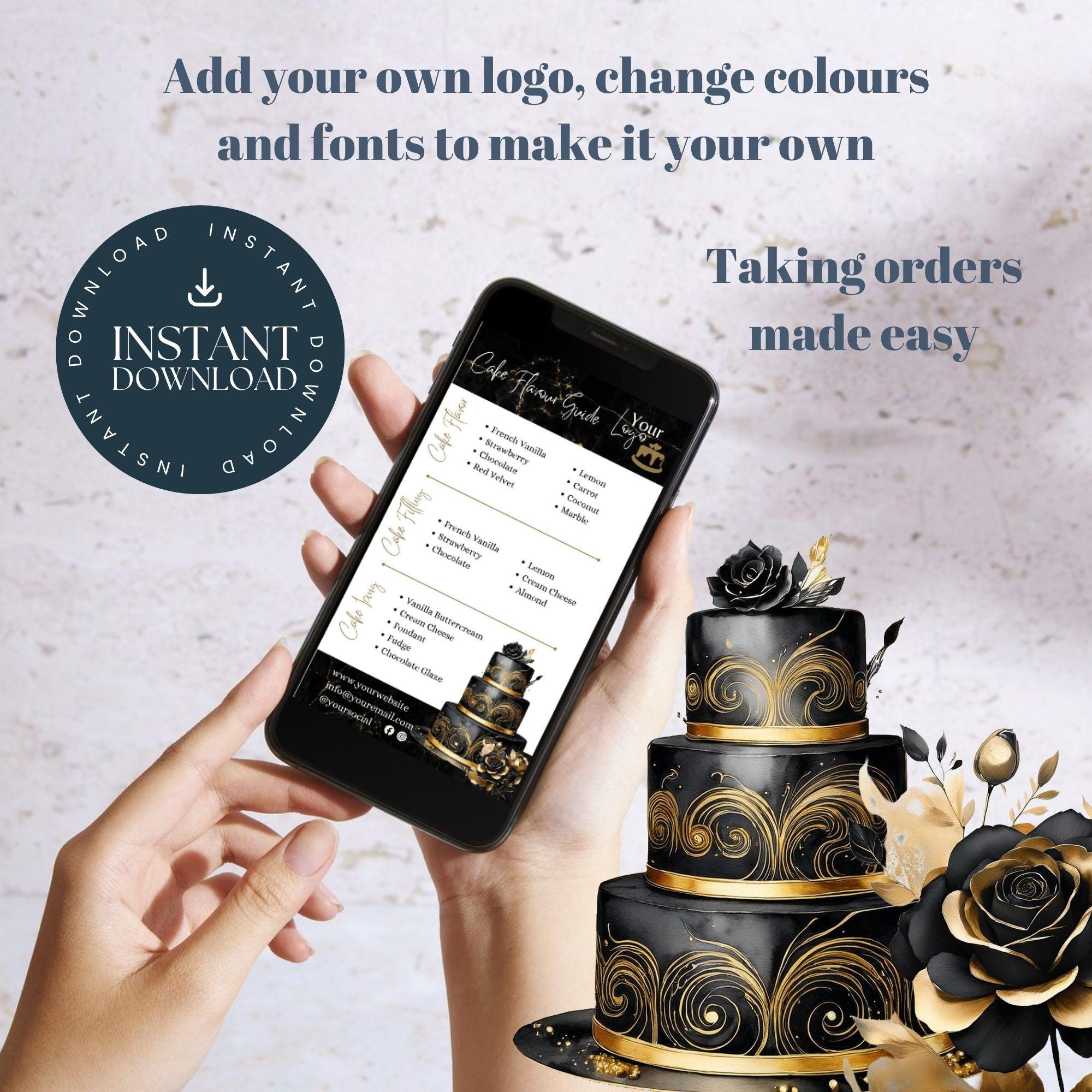 Cake Flavor Guide | Editable Cake Menu | Textable Digital Download ...