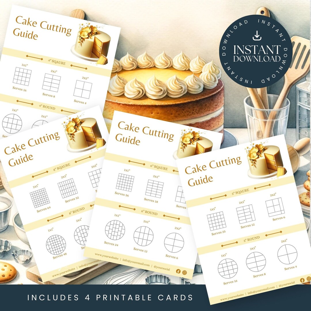 Cake Cutting Guide Bundle for Home Bakery, Wedding Cake Instructions ...
