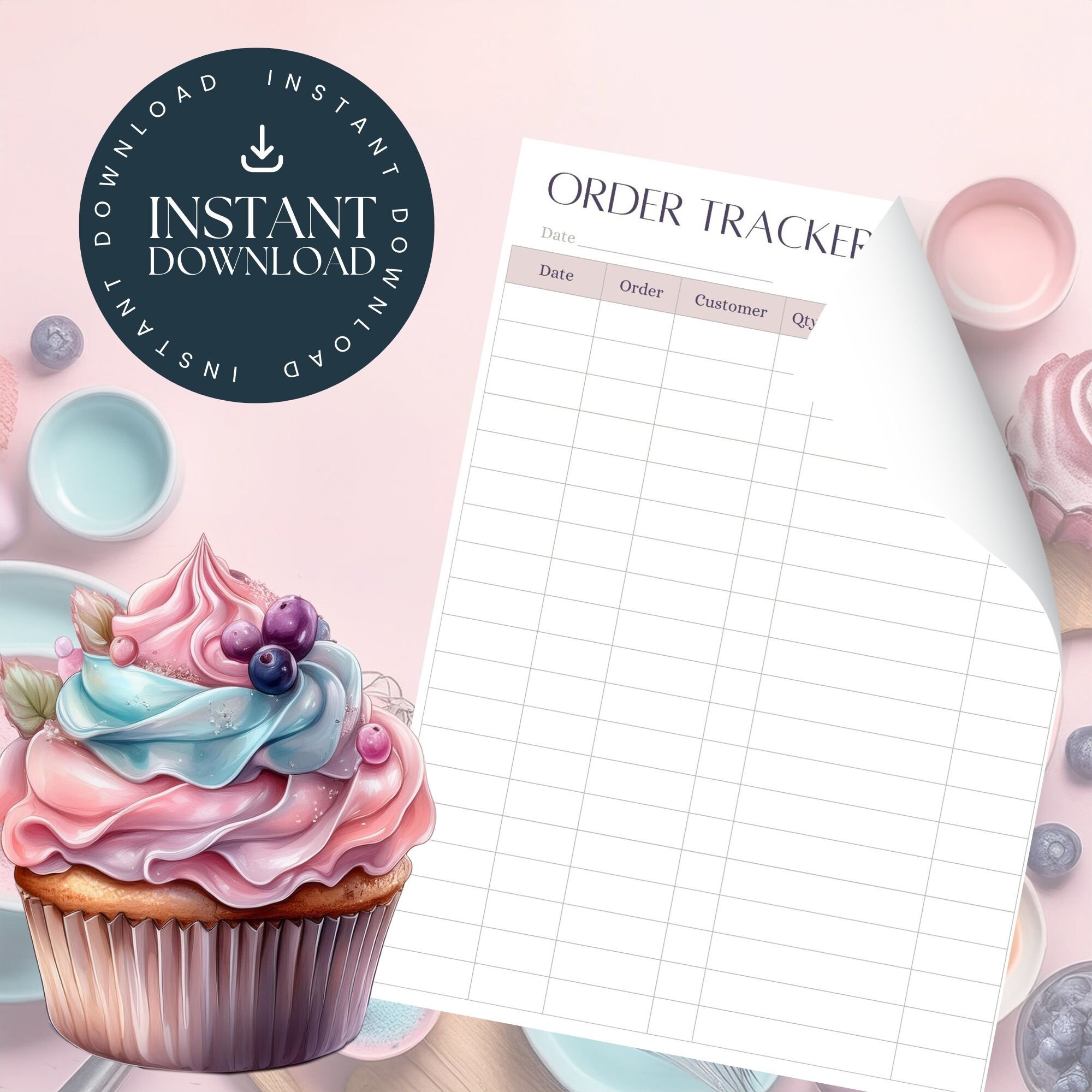 Home Bakery Order Tracker | Order Tracker | Printable Bakery Tracker ...