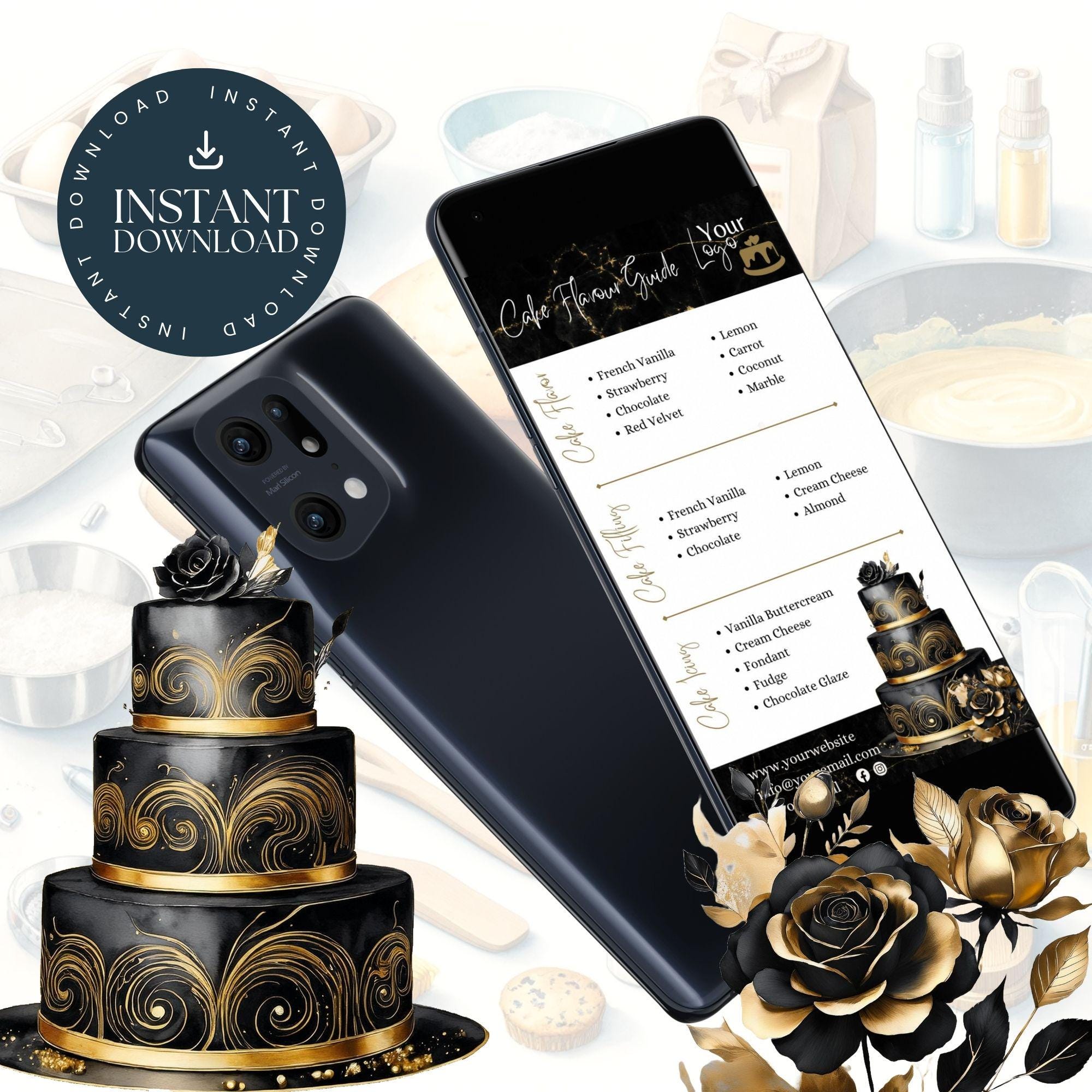 Cake Flavor Guide Editable Cake Menu Textable Digital Download Cake ...