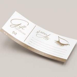 Lash Tech Gift Certificate, Canva Editable, Taupe, Professional Eyelash ...