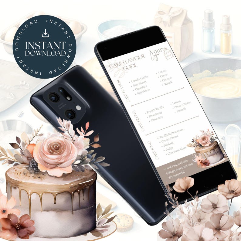 Cake Flavor Guide | Editable Cake Menu | Textable Digital Download ...