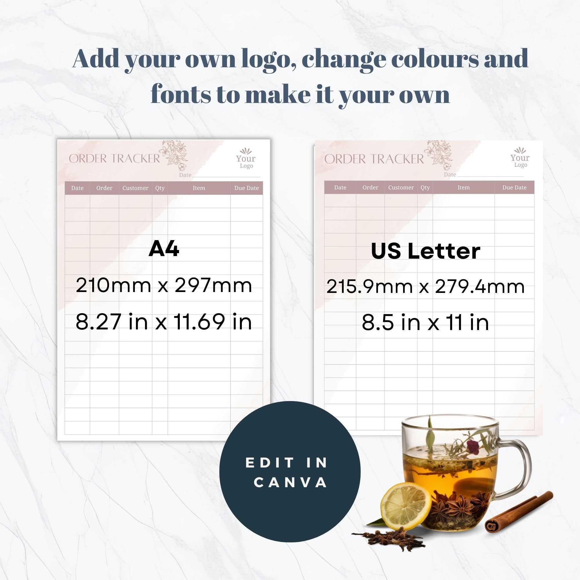 Custom Cake Order Tracker Template | Printable Design for Cake Makers ...