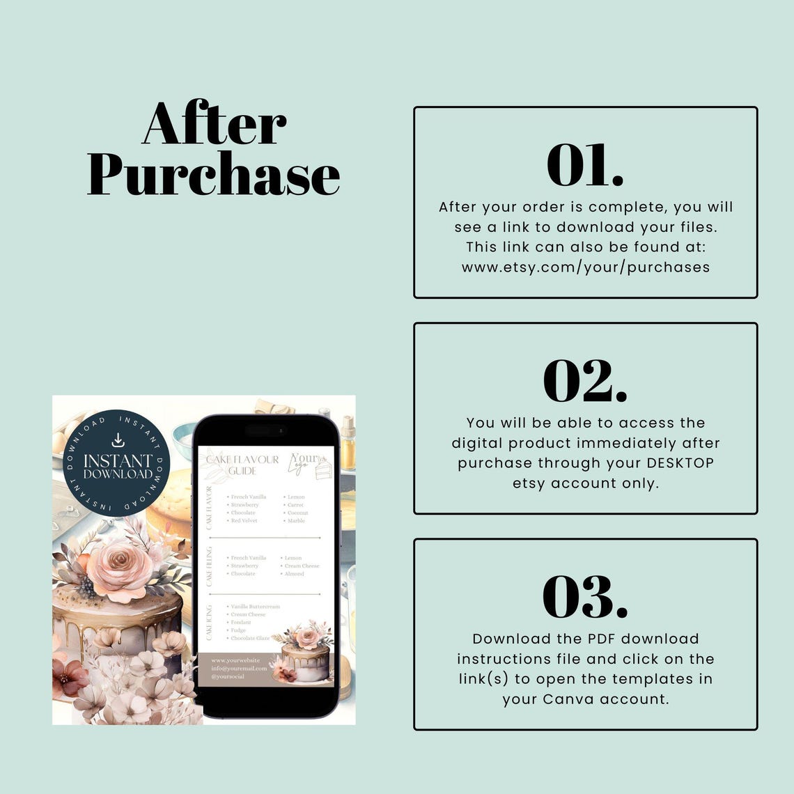 Cake Flavor Guide | Editable Cake Menu | Textable Digital Download ...