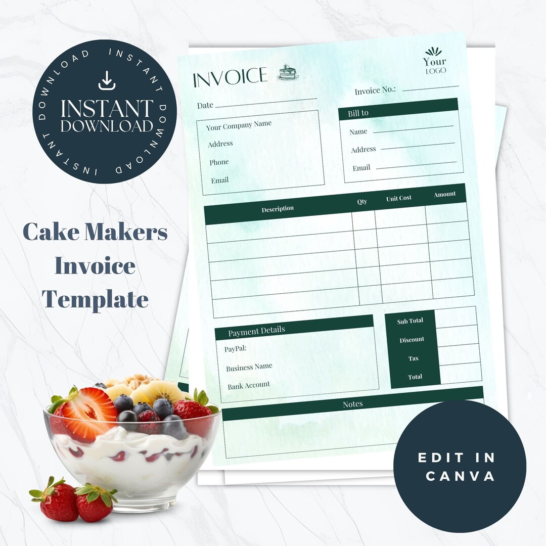 Custom Cake Invoice Template | Professional Billing Solution for Cake ...