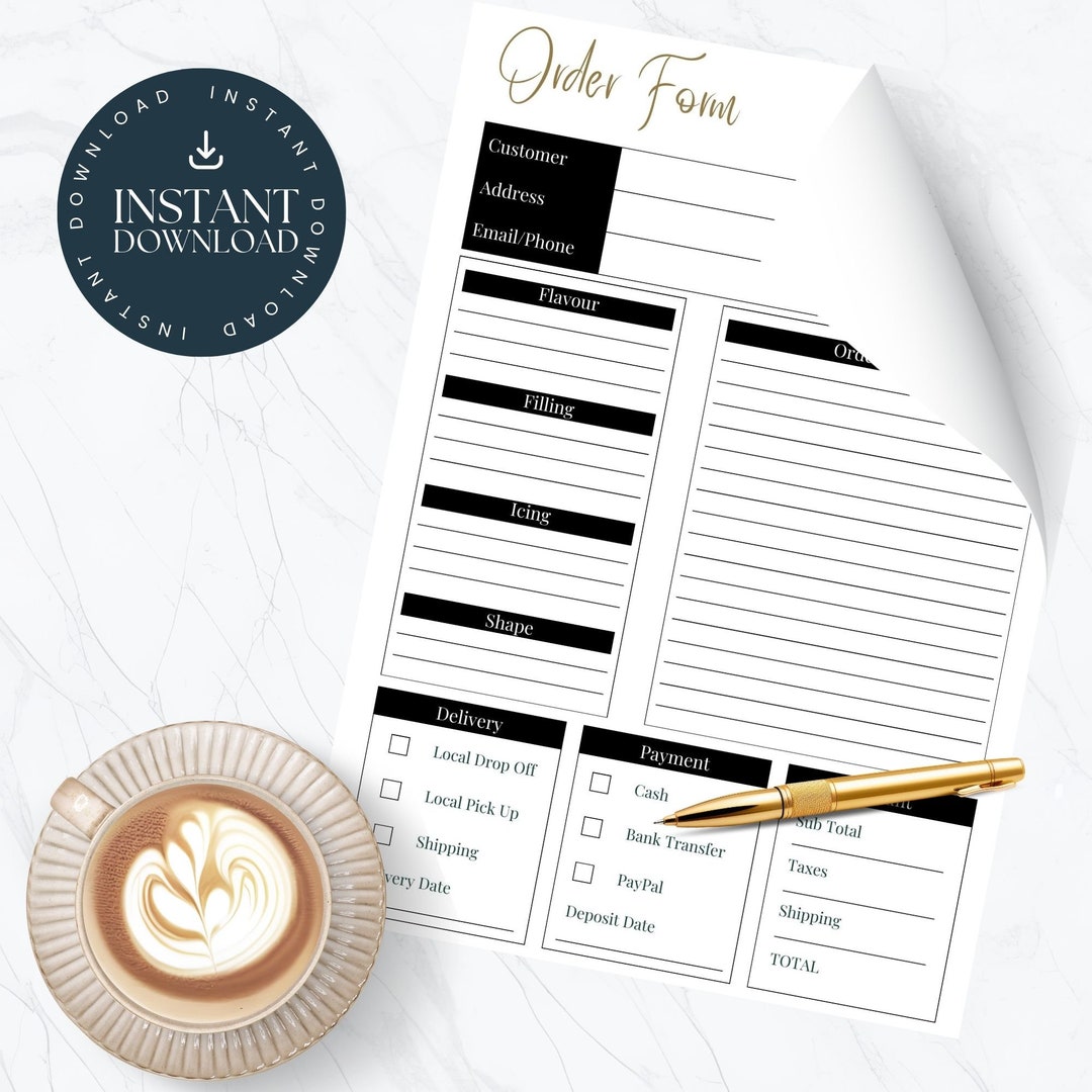 Custom Cake Order Form Template | Printable Design for Cake Makers ...