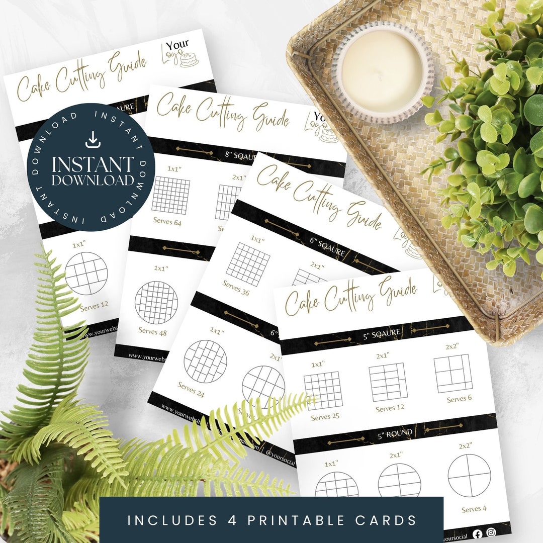 CANVA Cake Cutting Guide Editable Template, Cake Care Printable Card ...