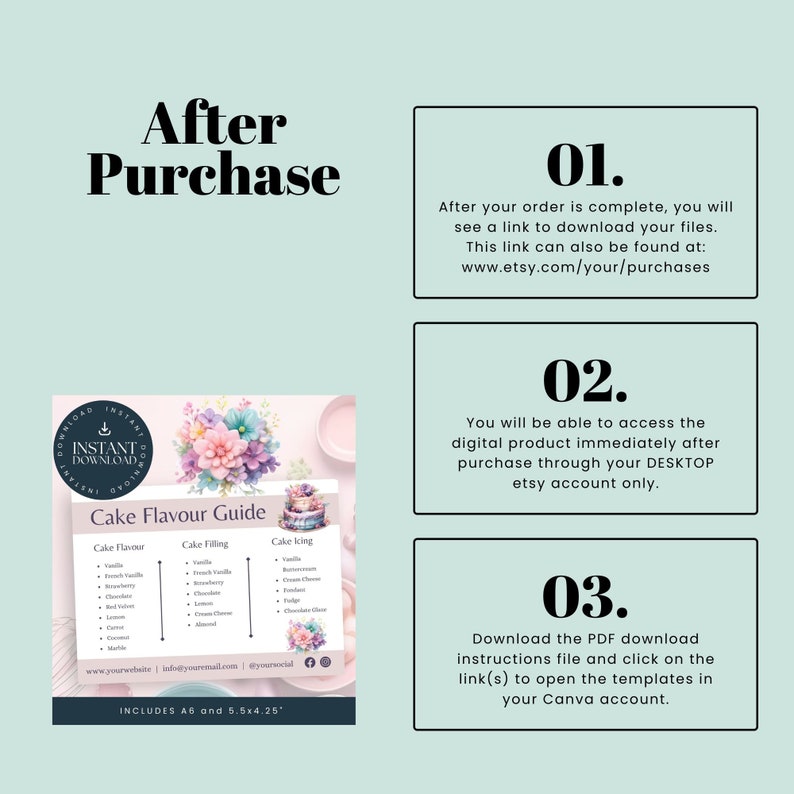 Cake Flavour Guide for Home Bakery | Canva Template | Cake Menu ...