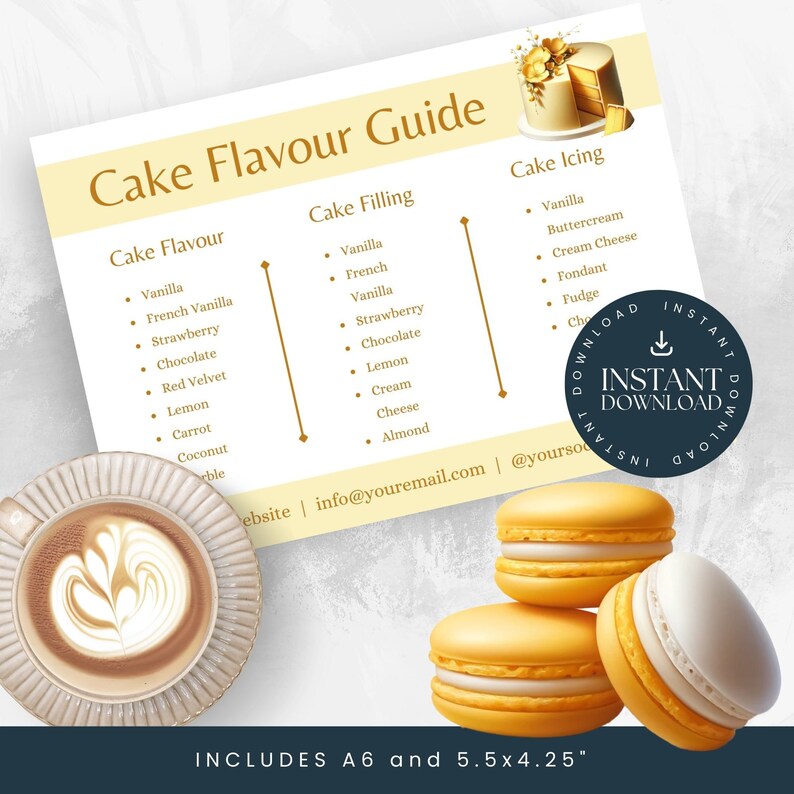 Cake Flavour Guide for Home Bakery | Canva Template | Cake Menu ...