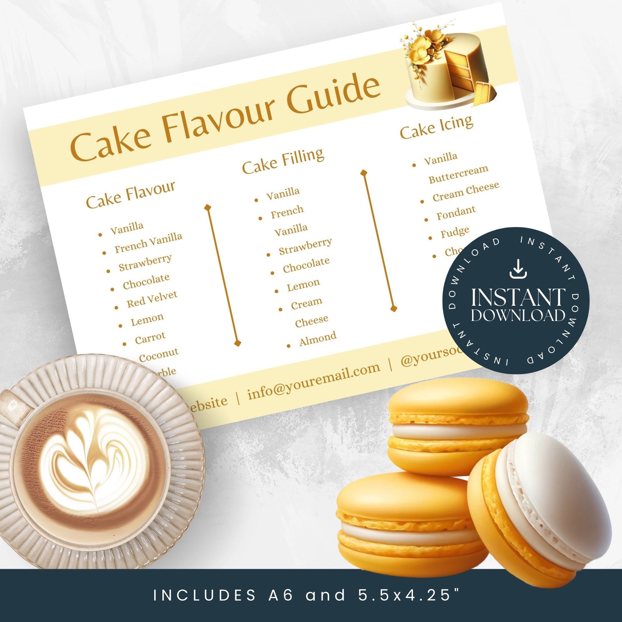 Cake Flavour Guide for Home Bakery | Canva Template | Cake Menu ...