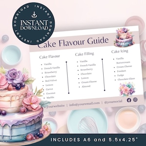 Cake Flavour Guide for Home Bakery | Canva Template | Cake Menu ...