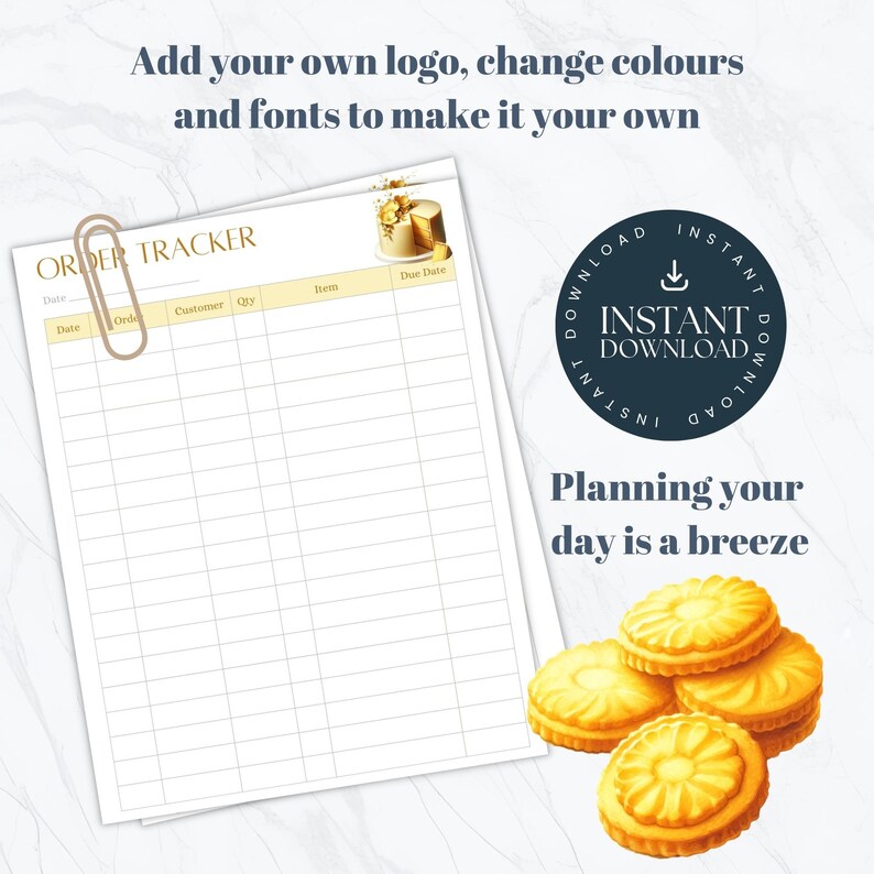Home Bakery Order Tracker | Order Tracker | Printable Bakery Tracker ...