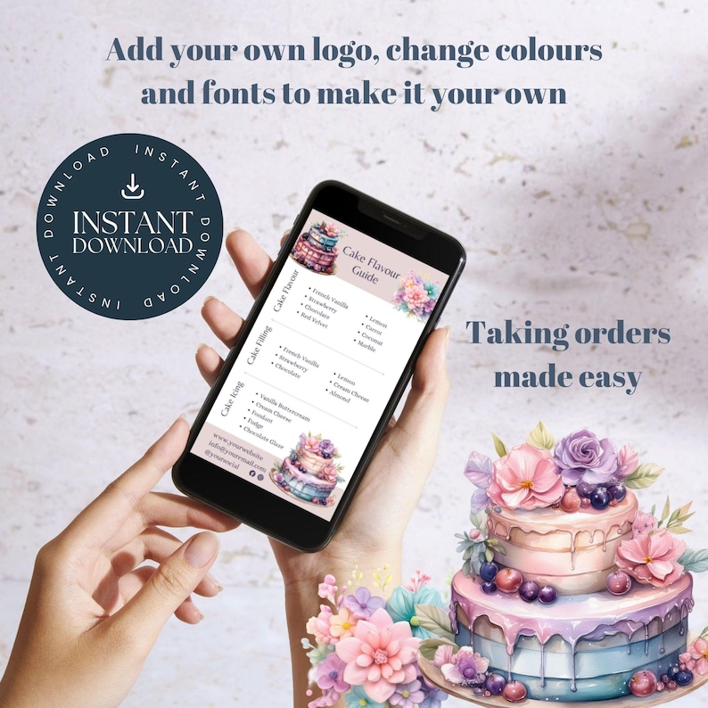 Cake Flavor Guide | Editable Cake Menu | Textable Digital Download ...