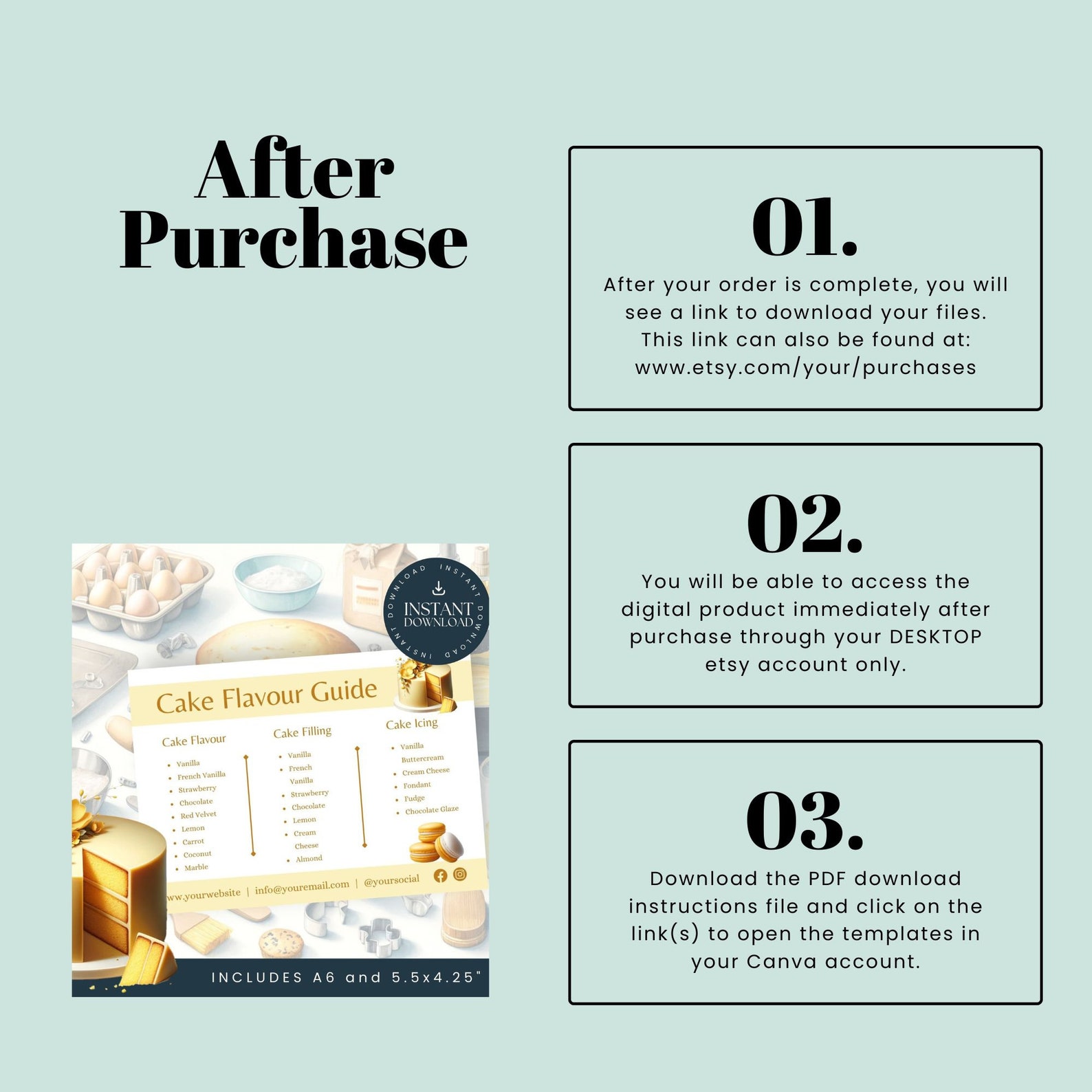 Cake Flavour Guide for Home Bakery Canva Template Cake Menu Digital ...