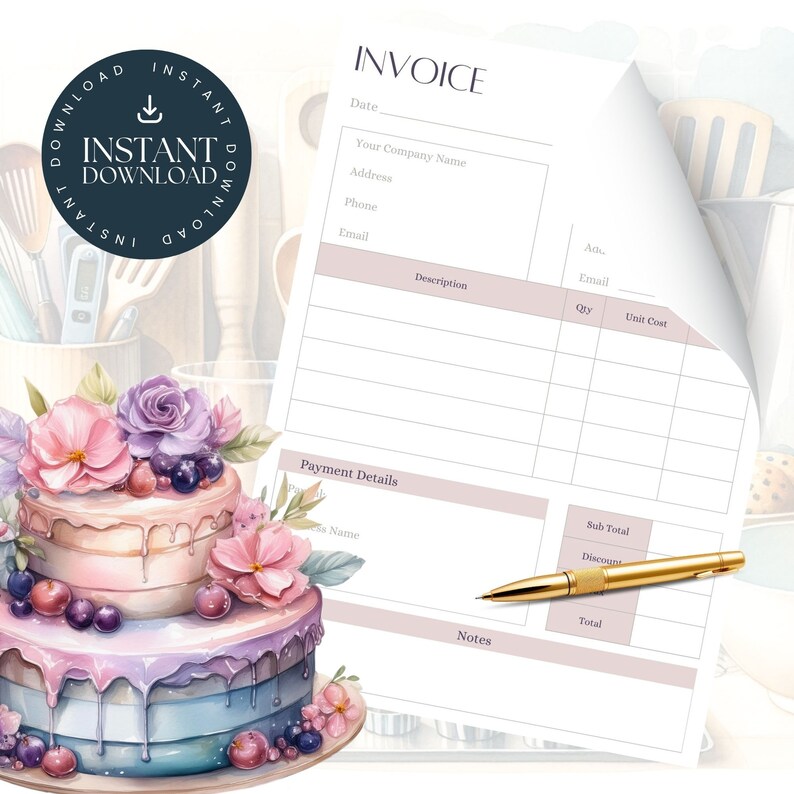 Cake Maker's Invoice Template | Bakery Billing Document | Digital ...