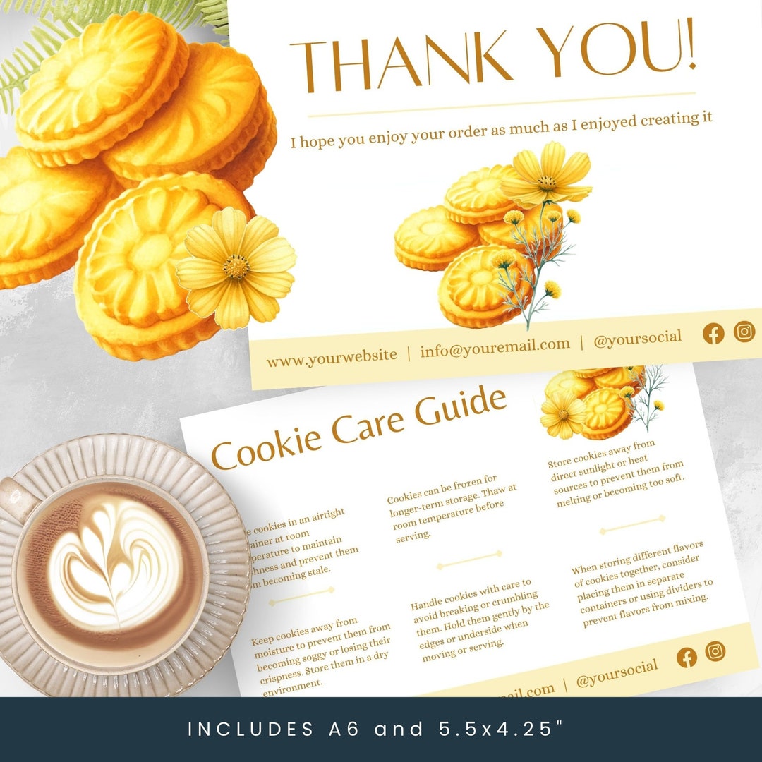 Cookie Care Guide | Editable Cookie Storage Instructions | Printable ...