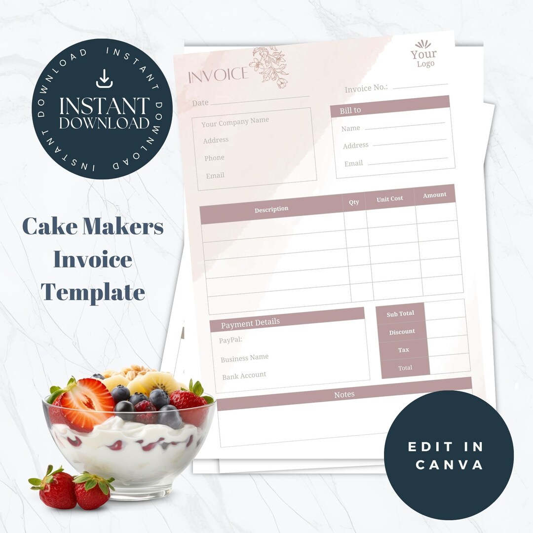 Custom Cake Invoice Template | Professional Billing Solution for Cake ...