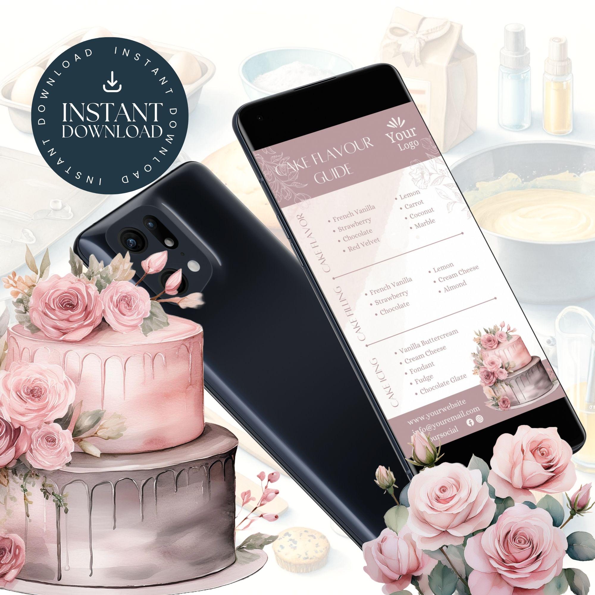 Cake Flavor Guide | Editable Cake Menu | Textable Digital Download ...