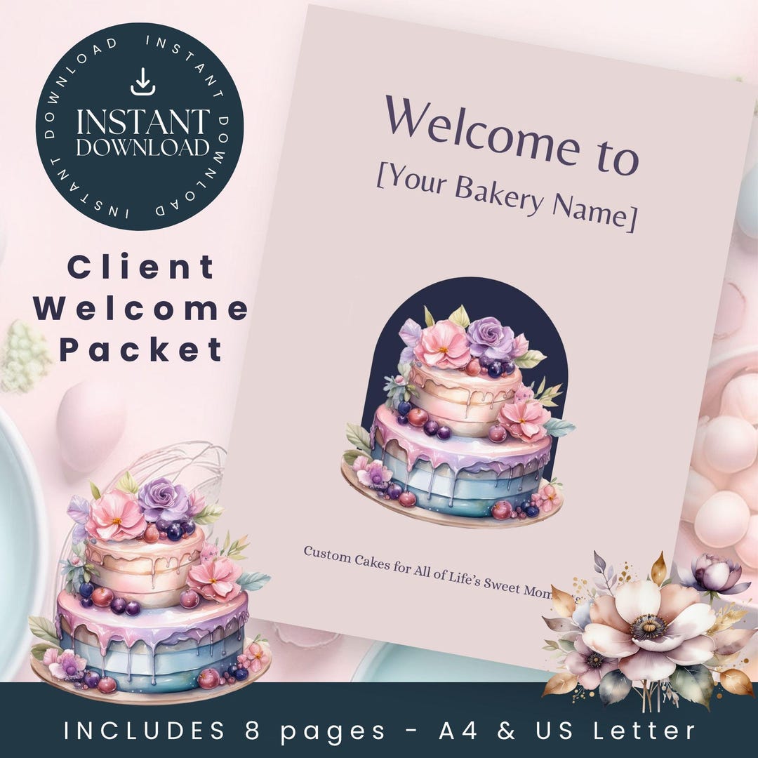 Cake Business Welcome Packet Template | Canva Editable Client Guide to ...