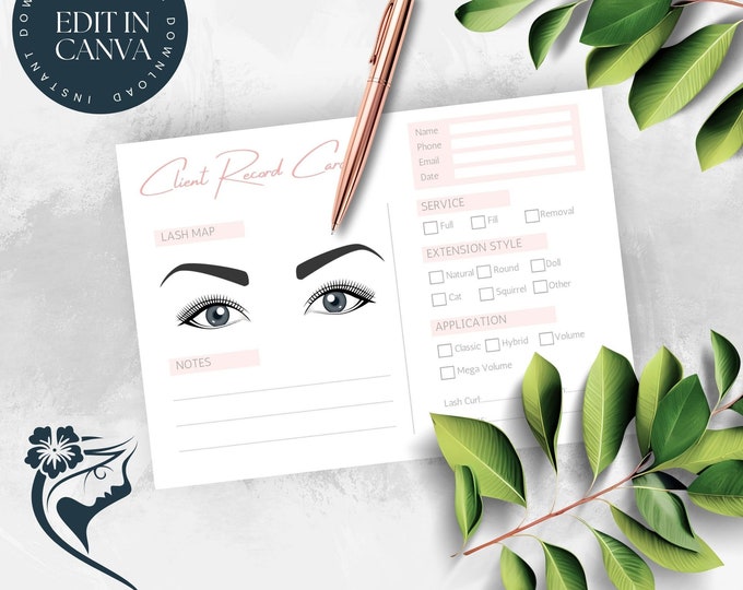 Lash Client Record Template, Editable Lash Mapping Printable Form ...