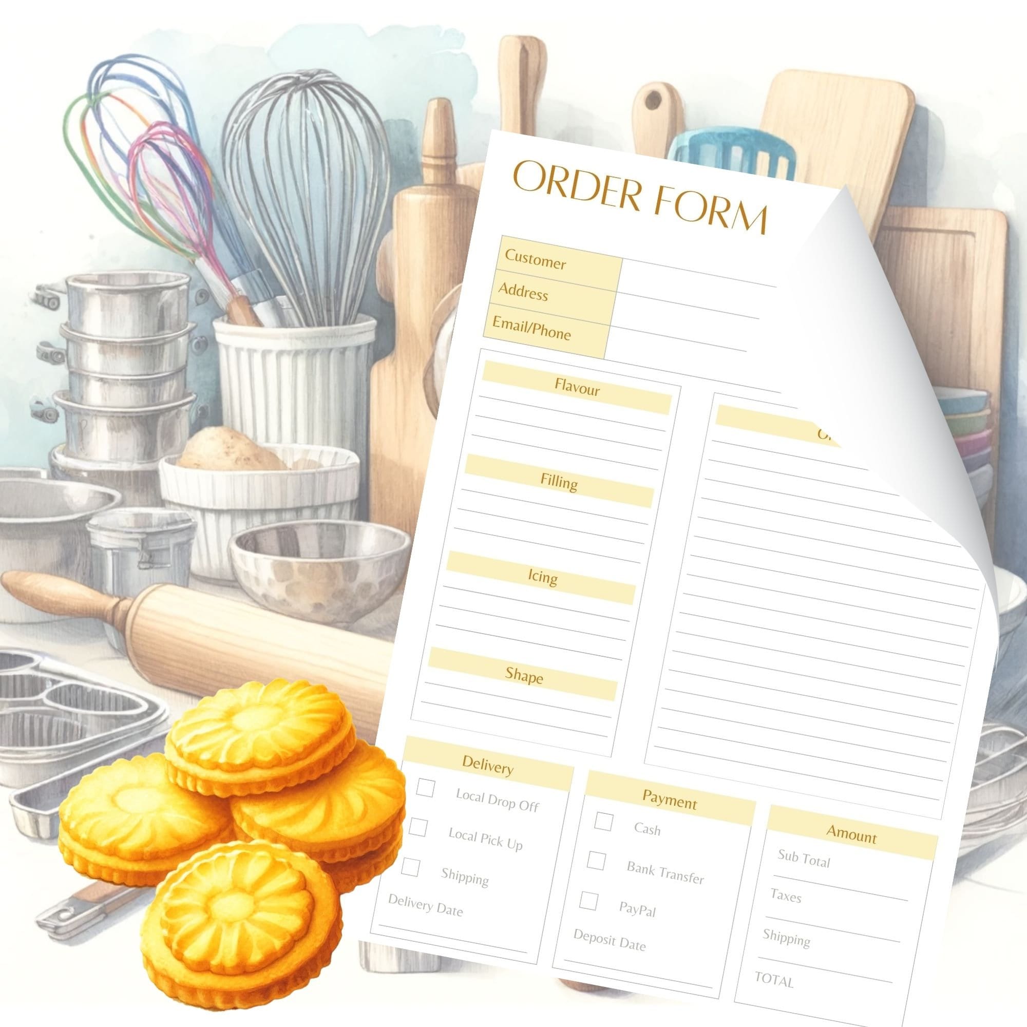 Home Bakery Order Form | Editable Order Sheet | Printable Cake Order ...