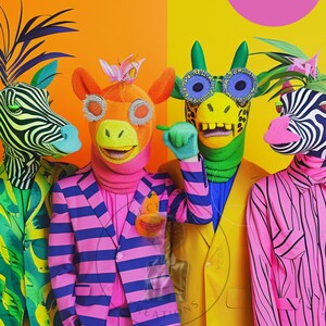 Eclectic Vibrant Animal Safari Parade | Printable Wall Art | Quirky ...