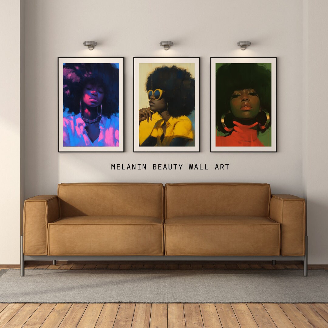 Set of Four Melanin Beauty Girl Art, Black Art, Black Woman Art, Black ...