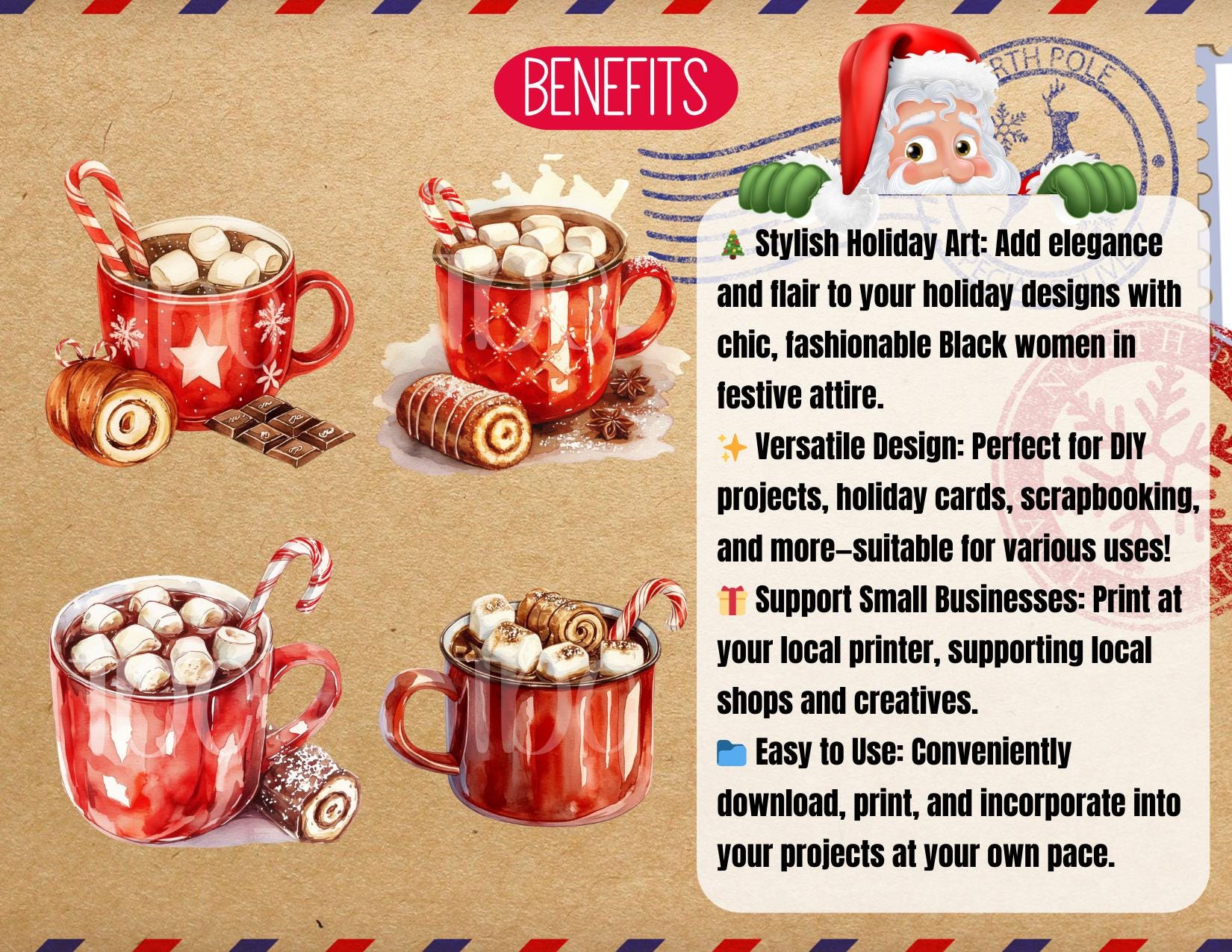 Cozy Cocoa Collection Clipart | Festive Christmas Clipart | Digital ...