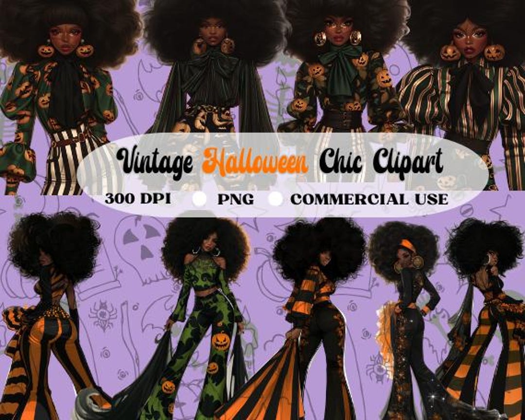 Afro Queen Halloween Clipart: Black Girl Magic PNG Bundle - Etsy
