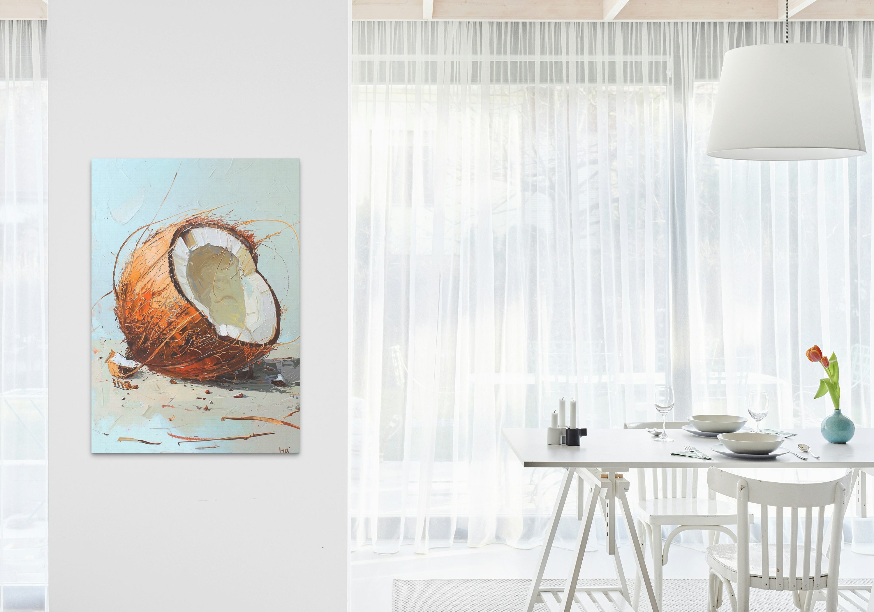 Coconut Fruit Wall Art Tropical Coconut Print Fruit Printable Art Fruit ...
