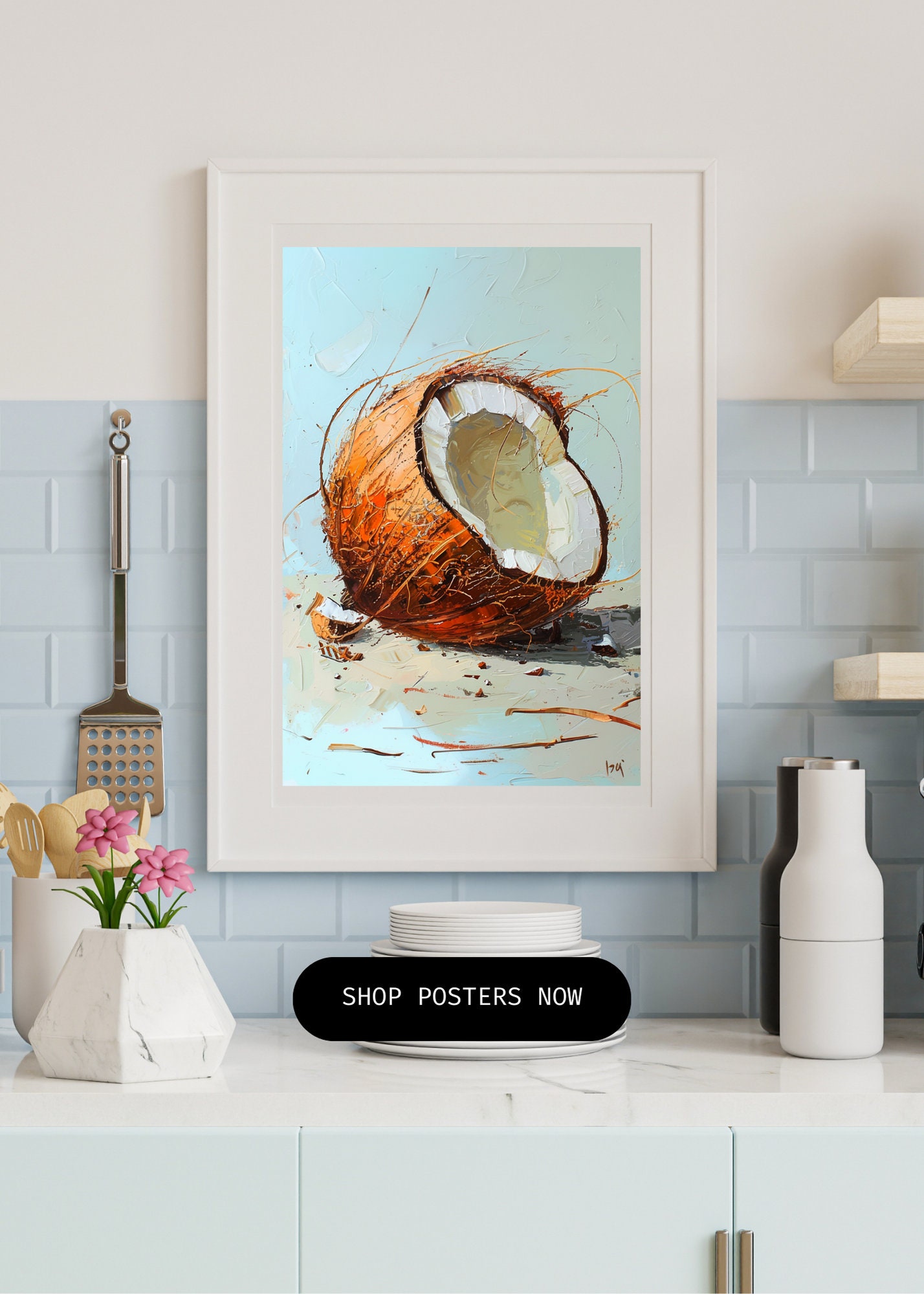 Coconut Fruit Wall Art Tropical Coconut Print Fruit Printable Art Fruit ...