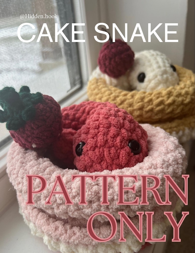 Cake Snake Crochet Pattern Low Sew Crochet Pattern Amigurmi Cute Animal ...