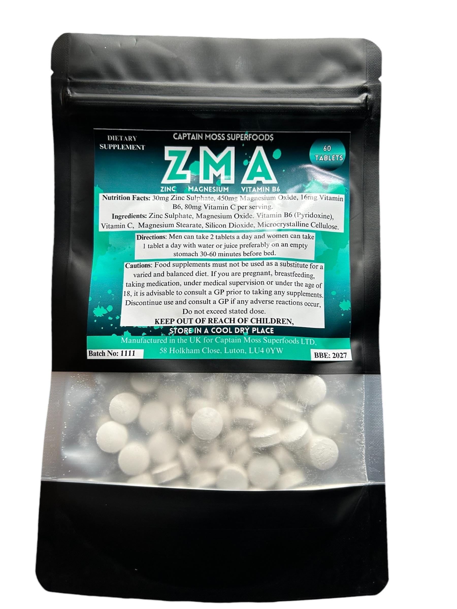 Zinc, Magnesium, Vit B6 ZMA 60 Tablets Strength, Energy, Stamina ...