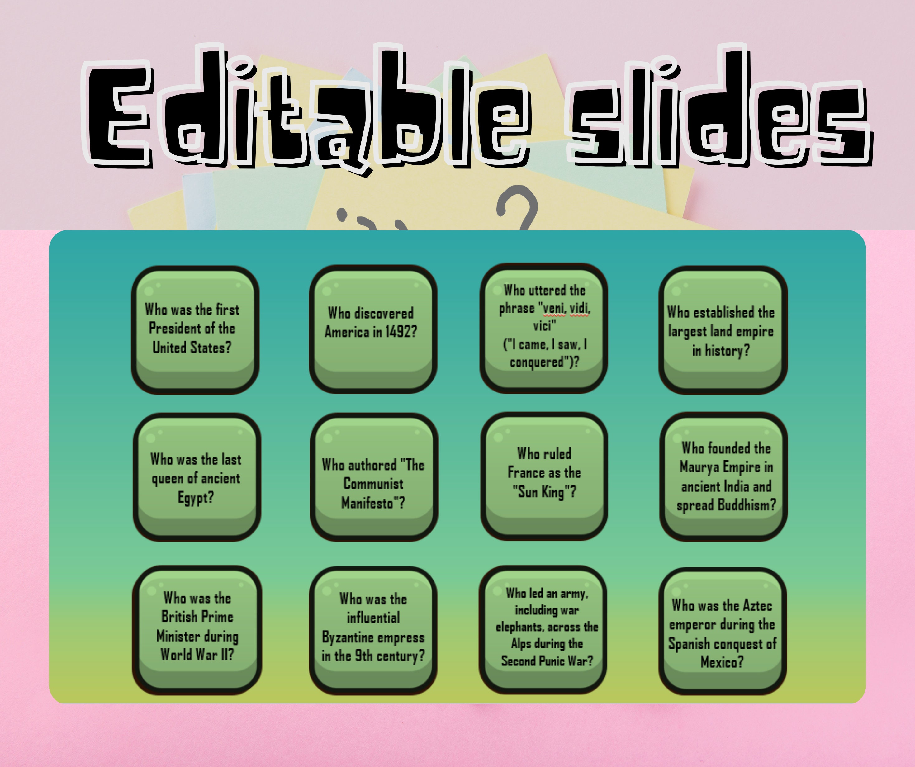 Flipping Card Game Powerpoint Template: Customizable Trivia (digital ...