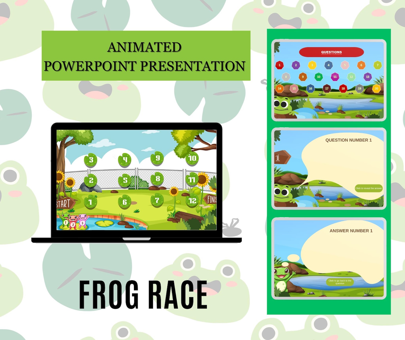 Frog Race PPT Game, Powerpoint Game, Interactive Powerpoint Template ...