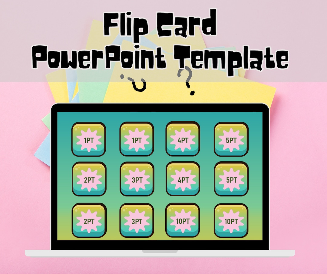 Flipping Card Game Powerpoint Template: Customizable Trivia (digital ...