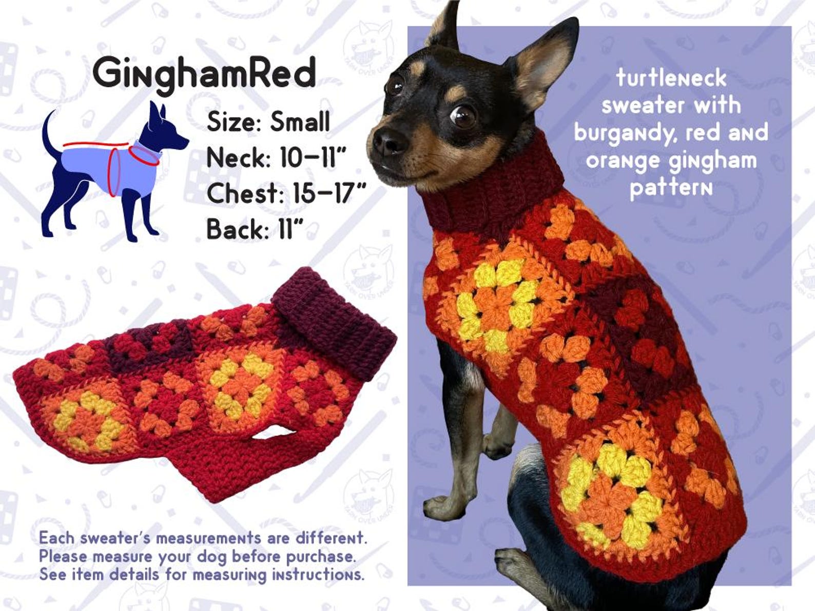 Crochet Dog Sweaters | Small Dog Size| Granny Square Design | Assorted ...