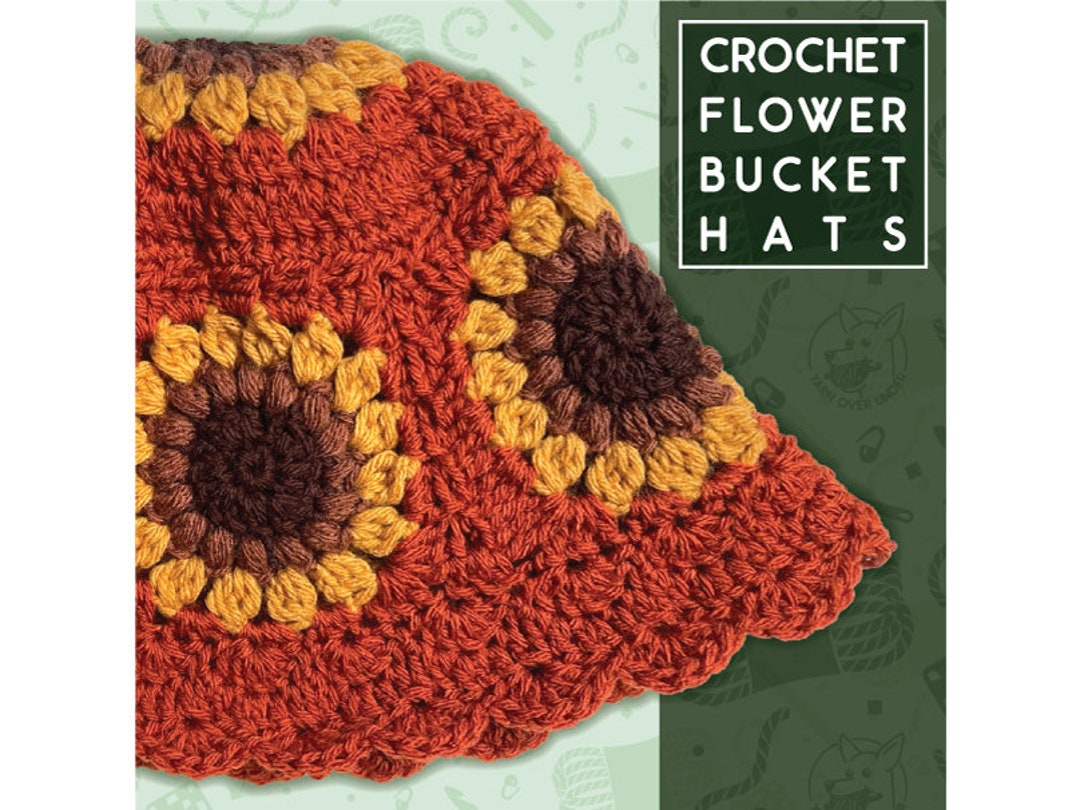 Crochet Flower Bucket Hats Sunflower Daisy Yarn Granny Square Etsy